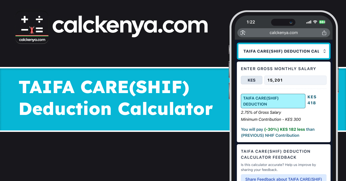 TAIFA CARE(SHIF) Deduction Calculator | CalcKenya | CalcKenya